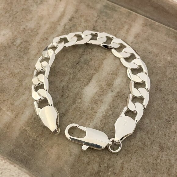 Jewelry | 925 Sterling Silver Chunky Chain Link Bracelet Silver Large ...